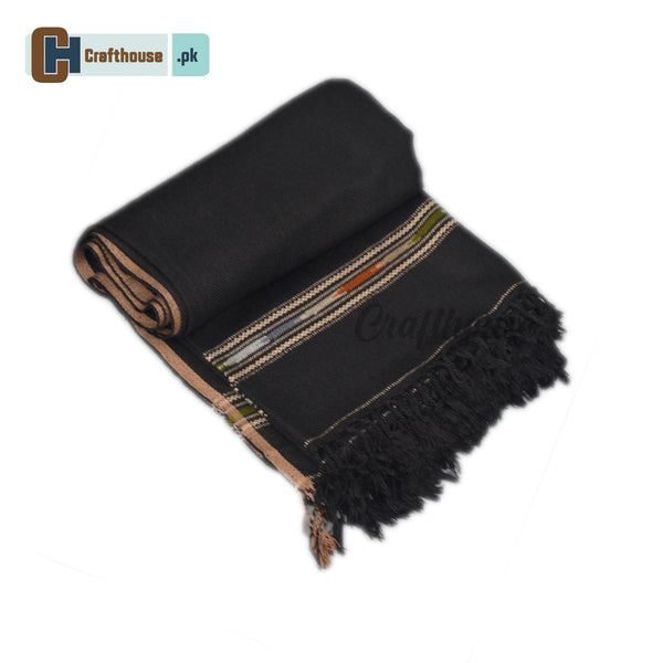 Handmade Woolen Shawl for Men - Black – Craft House Heritage